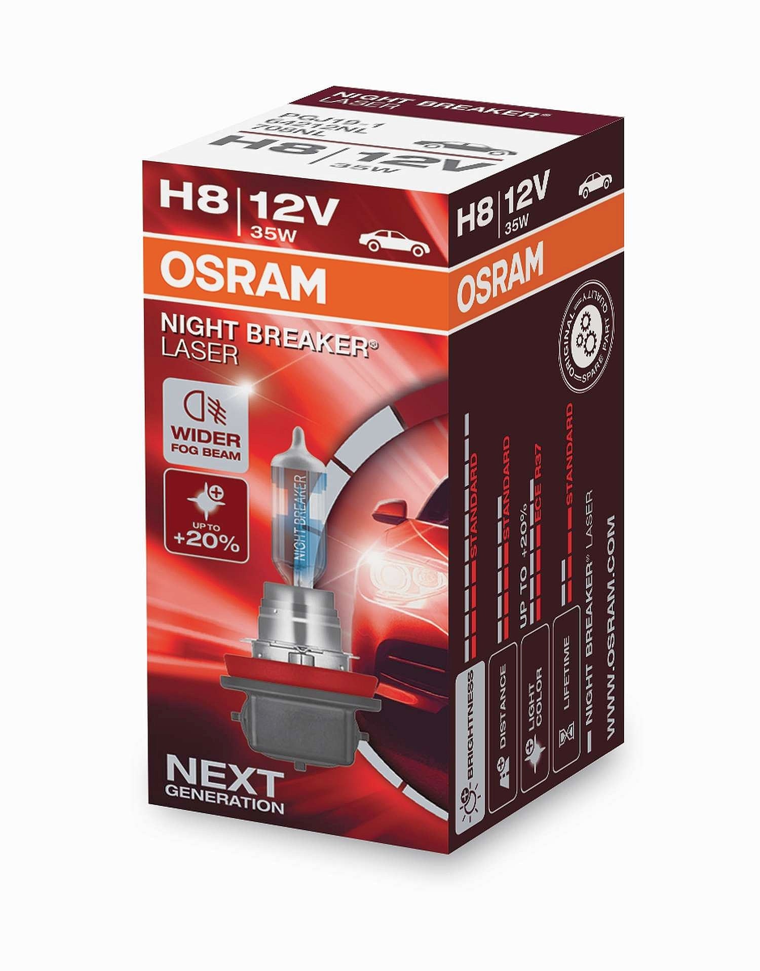 Osram H8 64212NL Halogen Lampen Night Breaker Laser +150% Duo Box ...